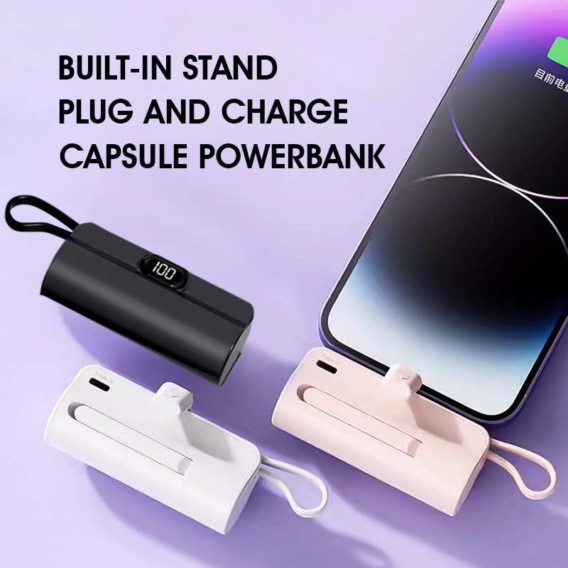 HXR 5000mAh Capsule Power Bank Lightweight Portable Charger Battery ...
