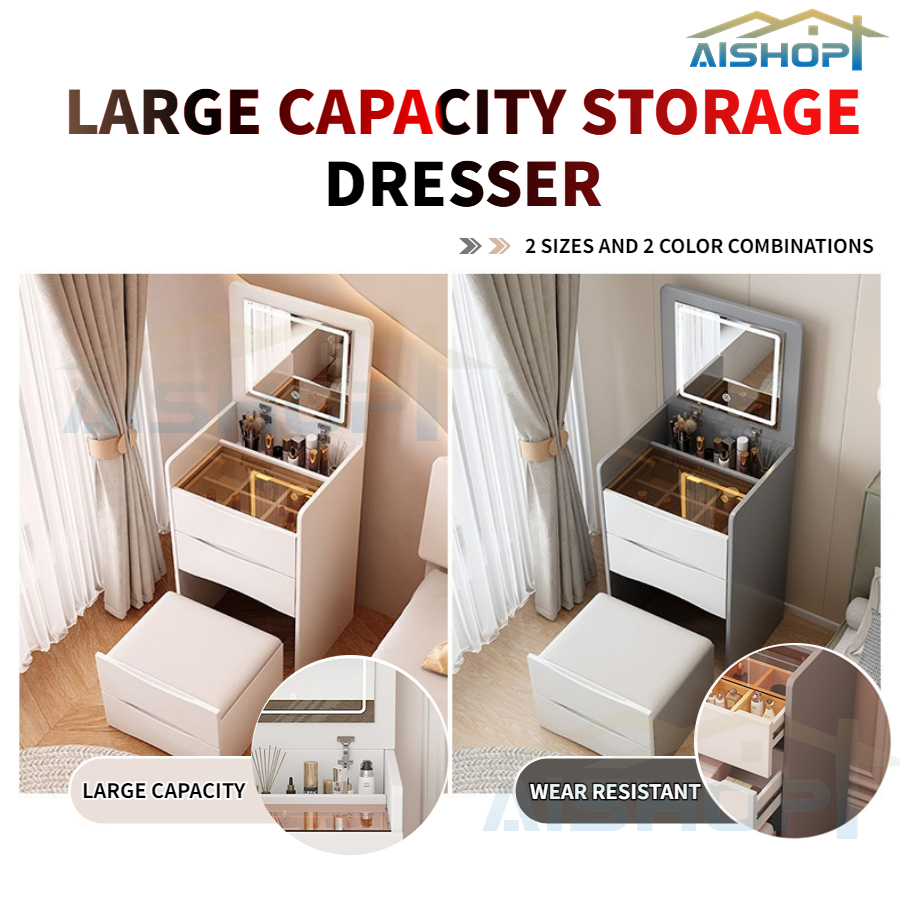 [SG Stock]LED Make Up Mirror Table Vanity Table Multi-functional large ...