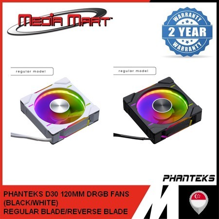 PHANTEKS D30 120MM BLACK/WHITE DRGB FANS (REGULAR BLADE/REVERSE BLADE ...