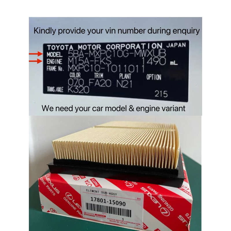 Toyota Sienta Petrol 2022 /Yaris 2022/Yaris Cross 2022 Engine Filter ...
