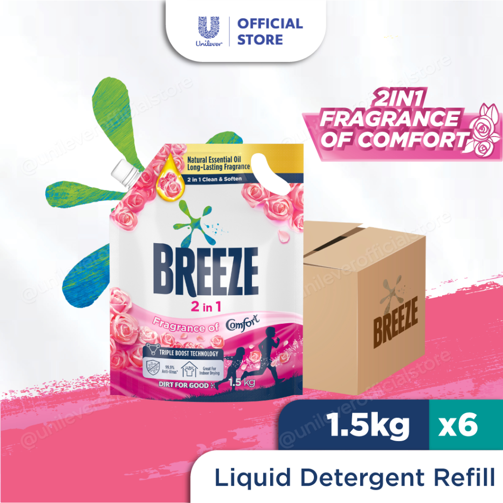 [Bundle of 6 Refill] Breeze Liquid Detergent Refill 1.5kg Carton Deal ...