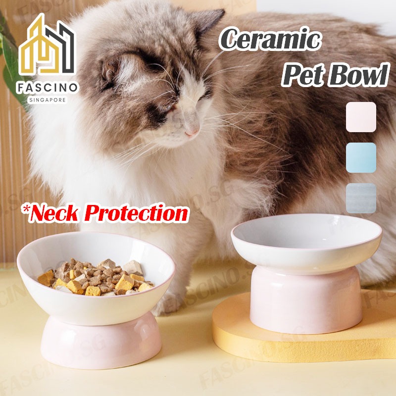【SG】Neck Protection Pet Bowl Safe Ceramic Cat Dog Food Water Bowls with ...