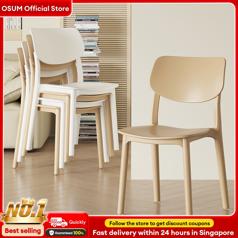 【Multi-Color】Nordic Plastic Chair Dining Chair Stackable Home Chair ...