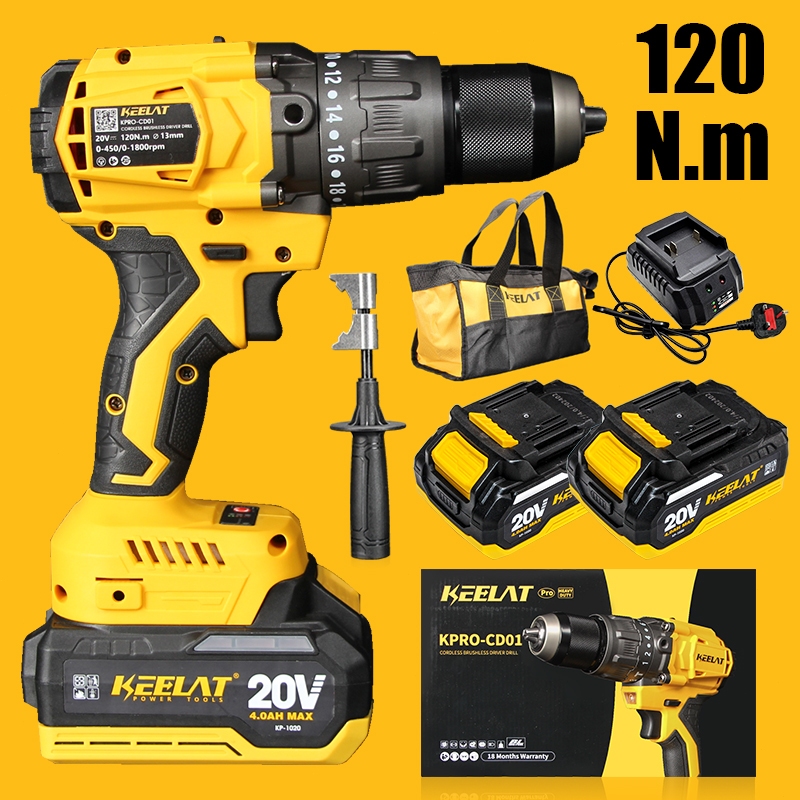 KEELAT KCD013 Cordless Drill Set Brushless Drill Impact Drill Bigger ...