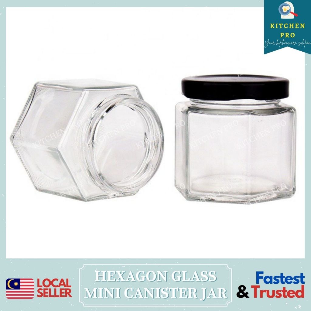 𝐊𝐈𝐓𝐂𝐇𝐄𝐍 𝐏𝐑𝐎 | Hexagon Mini Glass Canister Jar / Air Tight Glass Bottle ...
