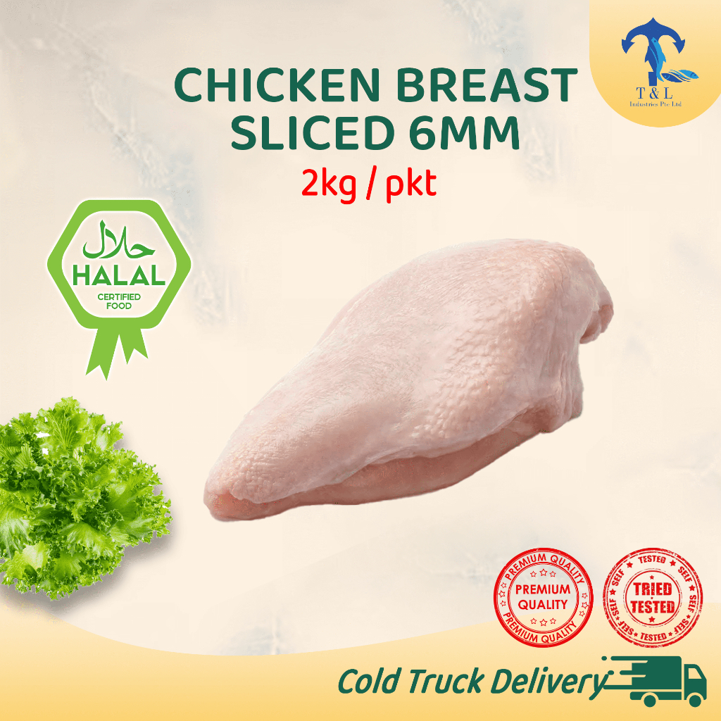 Halal CHICKEN BREAST SLICED 6MM (30 - 35 pcs) | Shopee Singapore