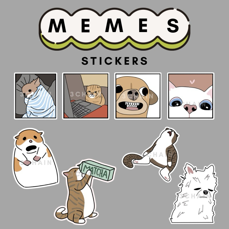 funny cat and dog memes waterproof vinyl stickers (SG) | Shopee Singapore