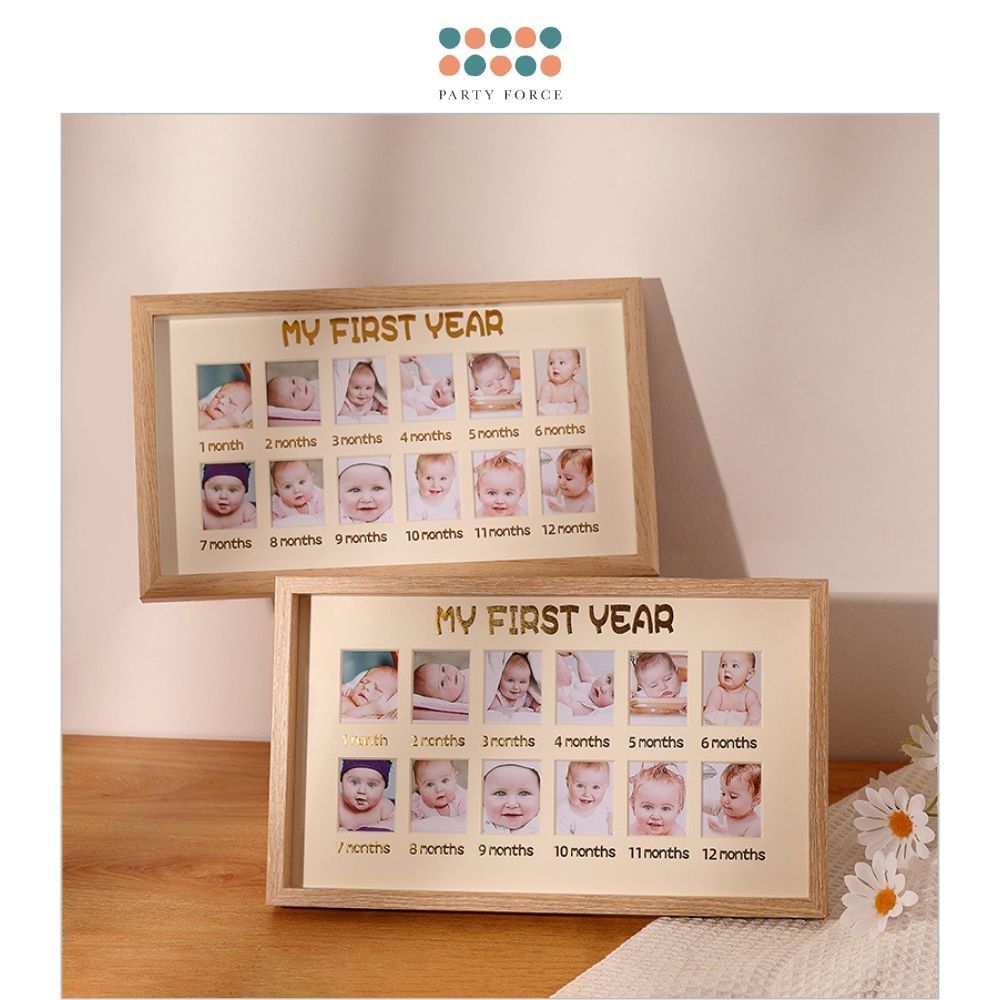 My First Year 12 Months Baby Memorial Solid Wooden Photo Frame Gold ...