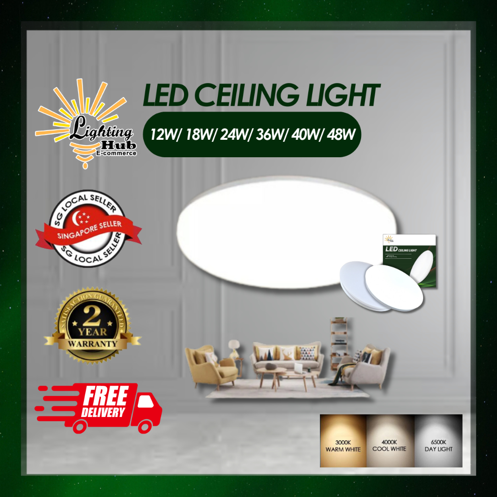Lighting Hub LED Ceiling Light 12W 18W 24W 36W/ 3000K 4000K 6500K RGB | Shopee Singapore