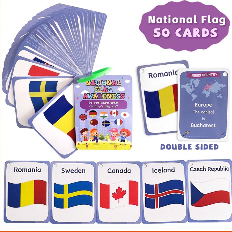 Flash card english reading learning national flag cognition body ...