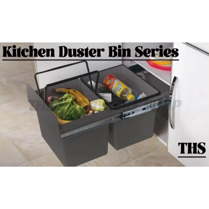 ECOWARE Bottom Mounted Bin With Soft Closing Slide 15L -(Cabinet Size ...