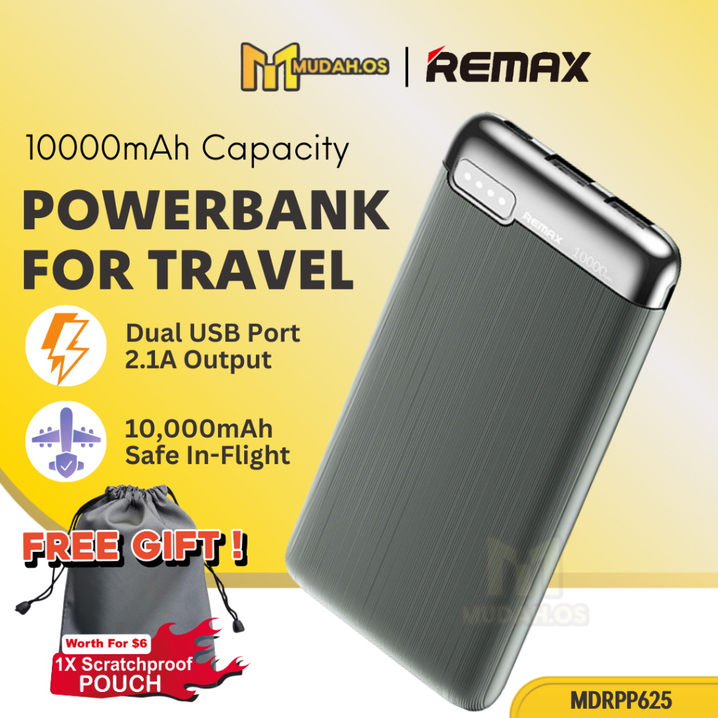 REMAX Portable Slim Flight Safe Power bank 10000mAh Quick Charge With 2 ...
