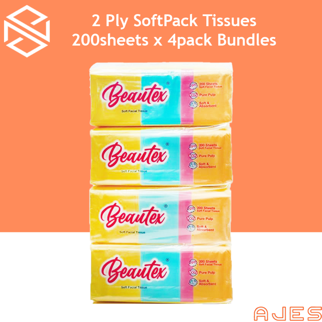 🔥Local Seller🔥Beautex 2ply 200pc x 4 Facial Tissues Value Soft Pack ...