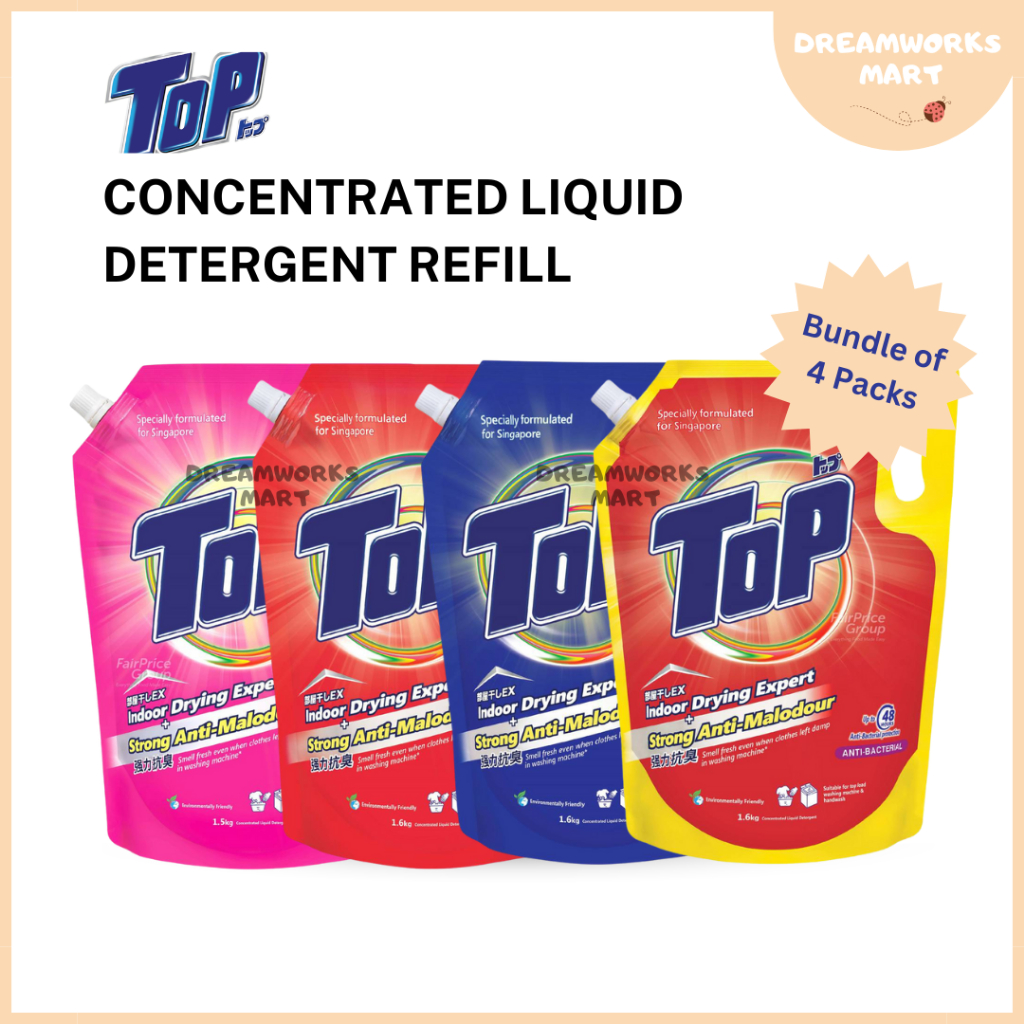[BUNDLE of 4 Packs] TOP Concentrated Liquid Detergent Refill (1.6 kg x ...
