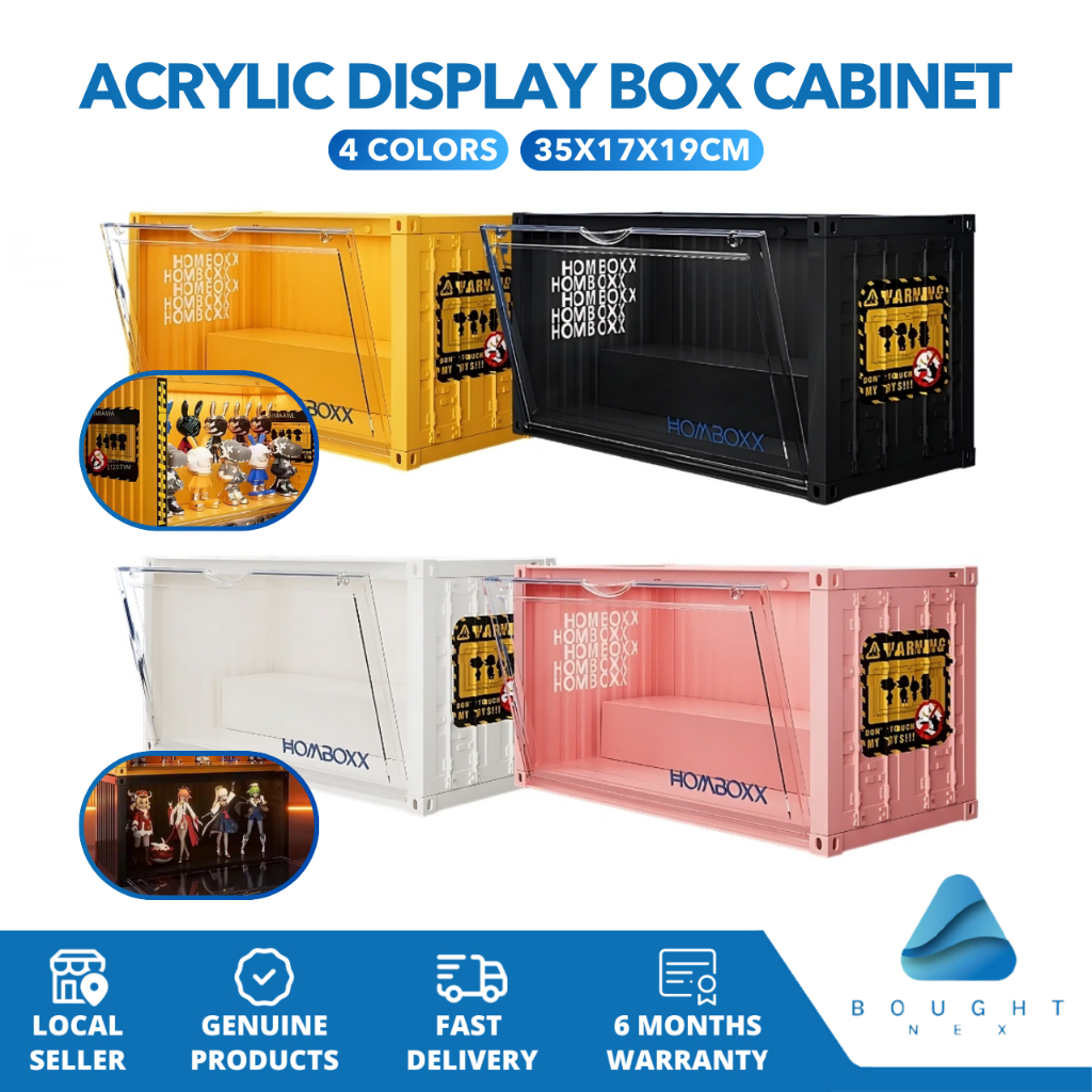 Acrylic Display Box Cabinet Container with LED Light 35x17x19cm Box ...