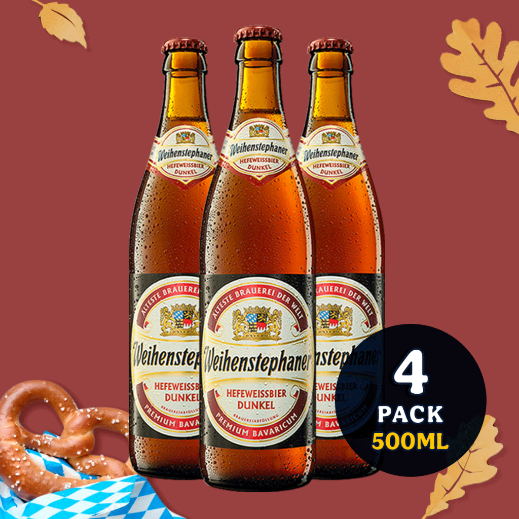 Weihenstephaner Dunkel Hefeweissbier Dark Wheat Ale - Pack of 4 x 500ml ...