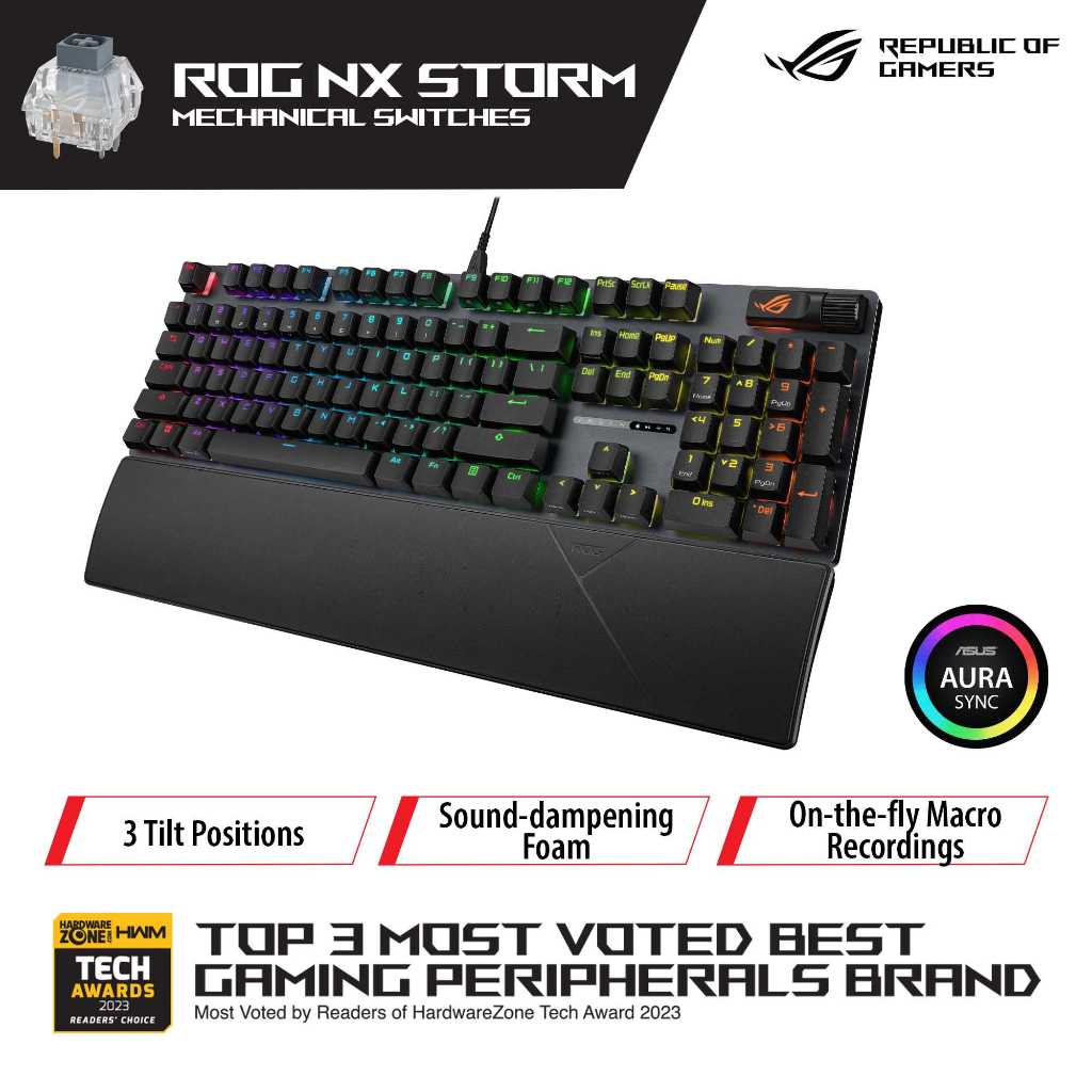 ROG Strix Scope II Gaming Keyboard - 100& Full Size, Prelubed ROG NX ...