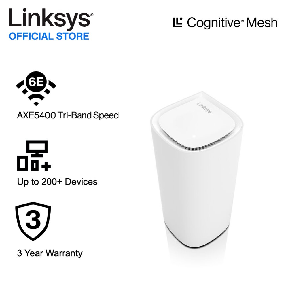 Linksys Velop Pro 6E AXE5400 Tri-Band Mesh WiFi 6E System ( MX6201-AH, 1 Pack ), Wi-Fi 6E Mesh ...