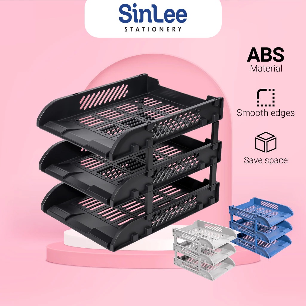 BANTEX BJ7633 DOCUMENT TRAY 3-TIER Office File Box Desktop A4 Document ...