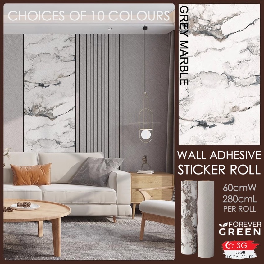 Thick Wallpaper Fluted Panel Sticker Real Textured Marble Wall Living ...