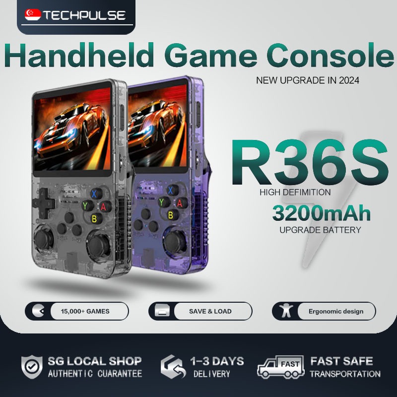 （SG）R36S 128GB Console Portable Retro Handheld Video Game Console Linux System 3.5 inch Gaming ...