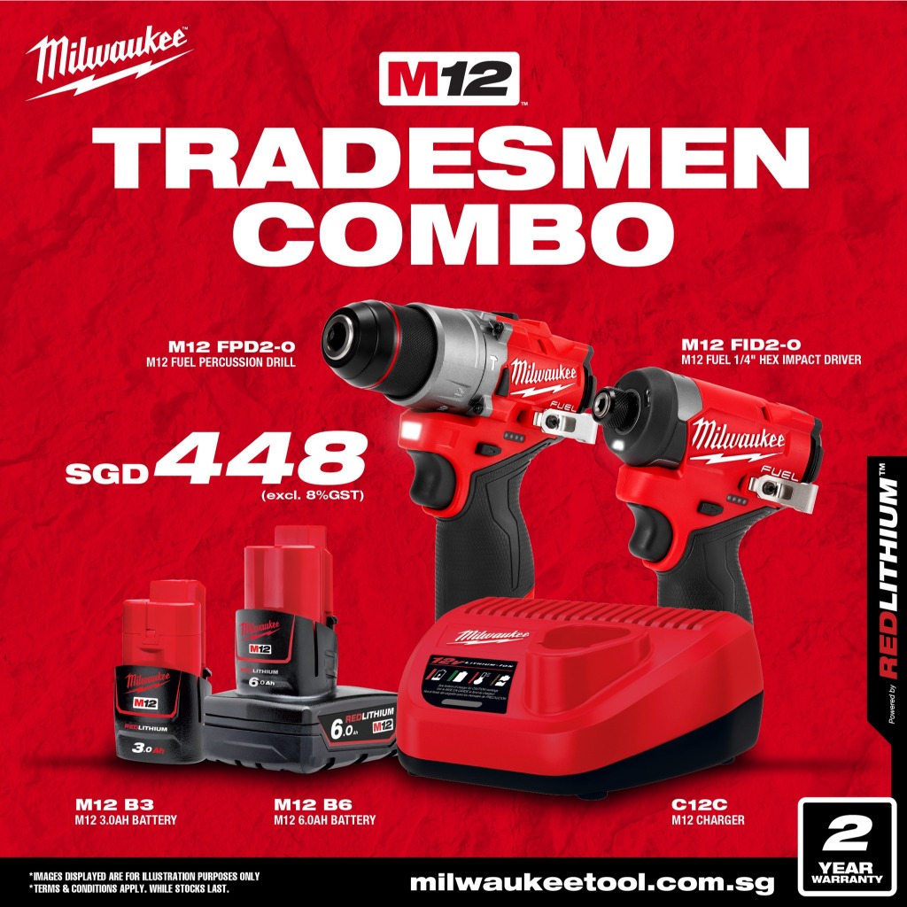 Milwaukee 12V Fuel Brushless M12FPD2-0 Percussion Drill + M12FID2-0 ...