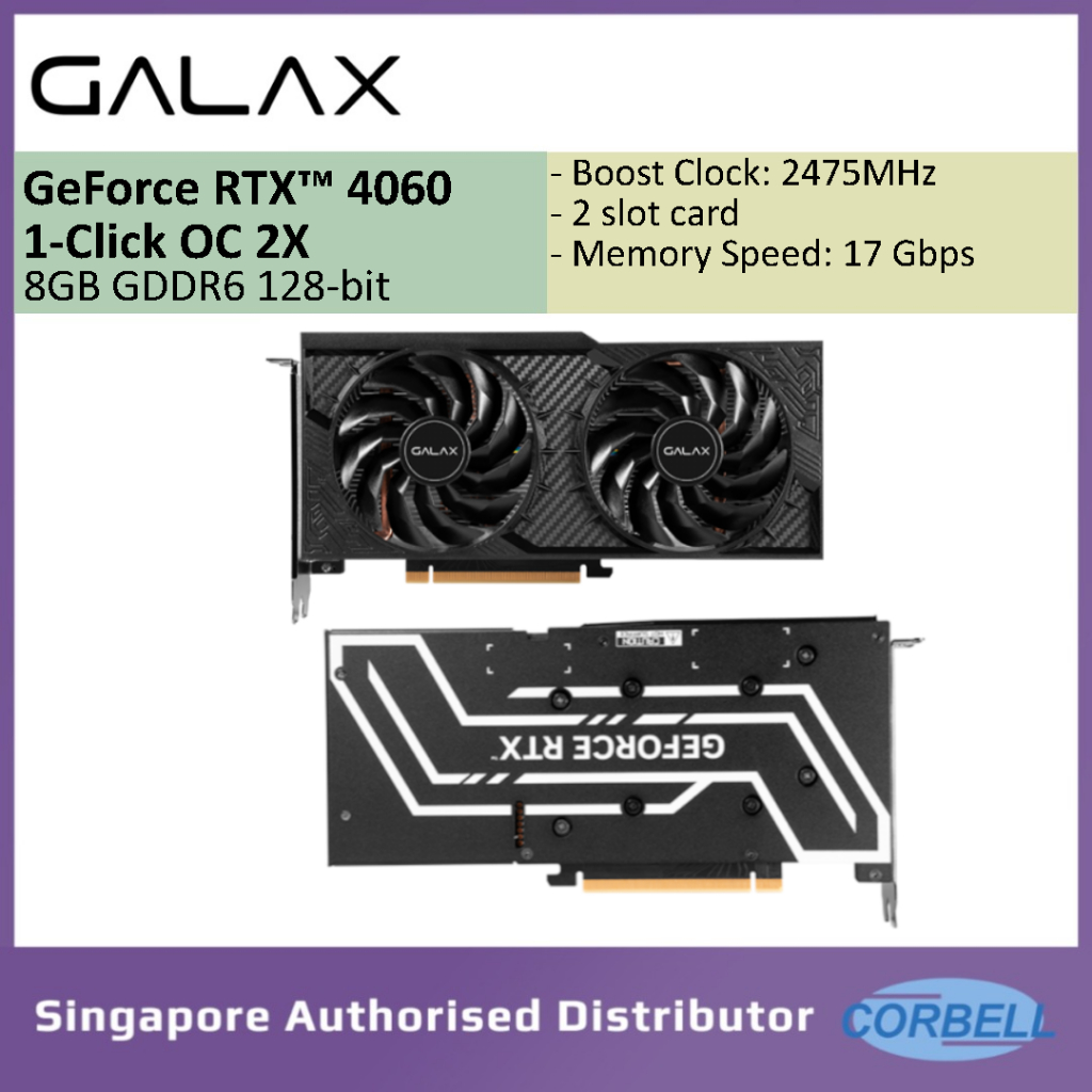 GALAX GeForce RTX 4060 1-Click OC 2X V2 8GB GDDR6 Graphics Card/ Boost ...