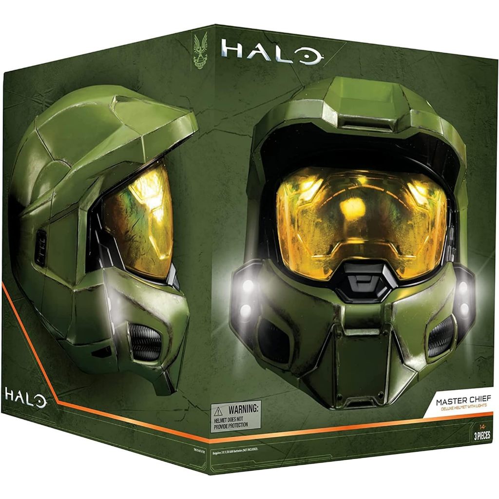 Halo Master Chief Deluxe Helmet with Stand - LED Lights on Each Side ...