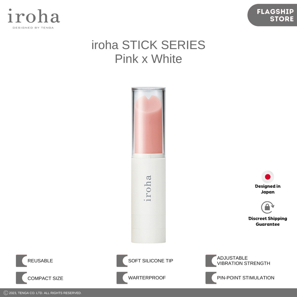 Iroha - Stick Pink x White Lipstick Waterproof Clitoral Vibrator Pocket ...