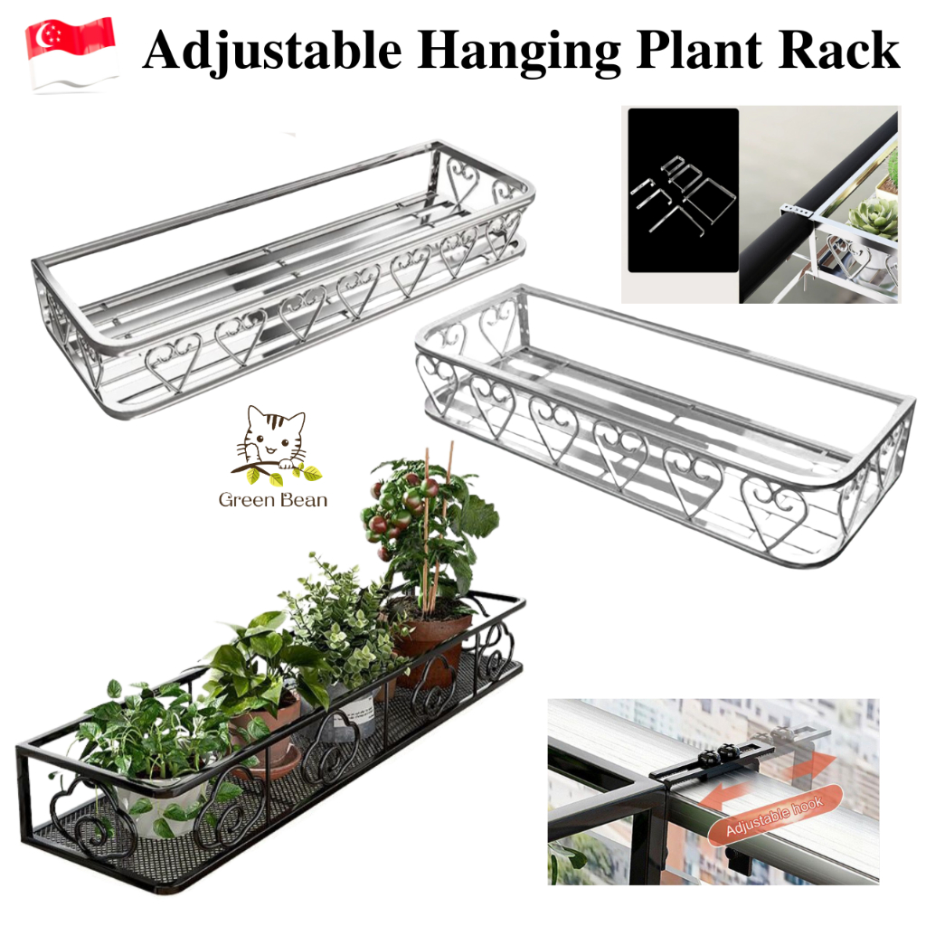 Adjustable Stainless Steel Rack Balcony Railing Flower Rack Hanging ...