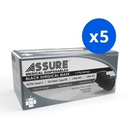 ASSURE Surgical Black/Blue Face Mask [50 pcs] | Shopee Singapore