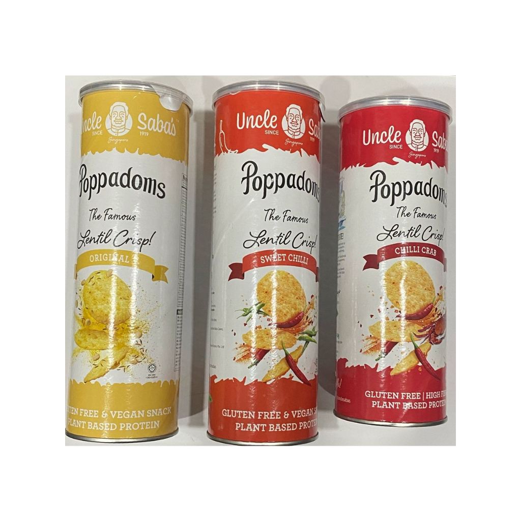 Uncle Saba's Poppadoms Original (70g)/ Sweet Chilli (70g)/Chilli Crab (60g) | Shopee Singapore
