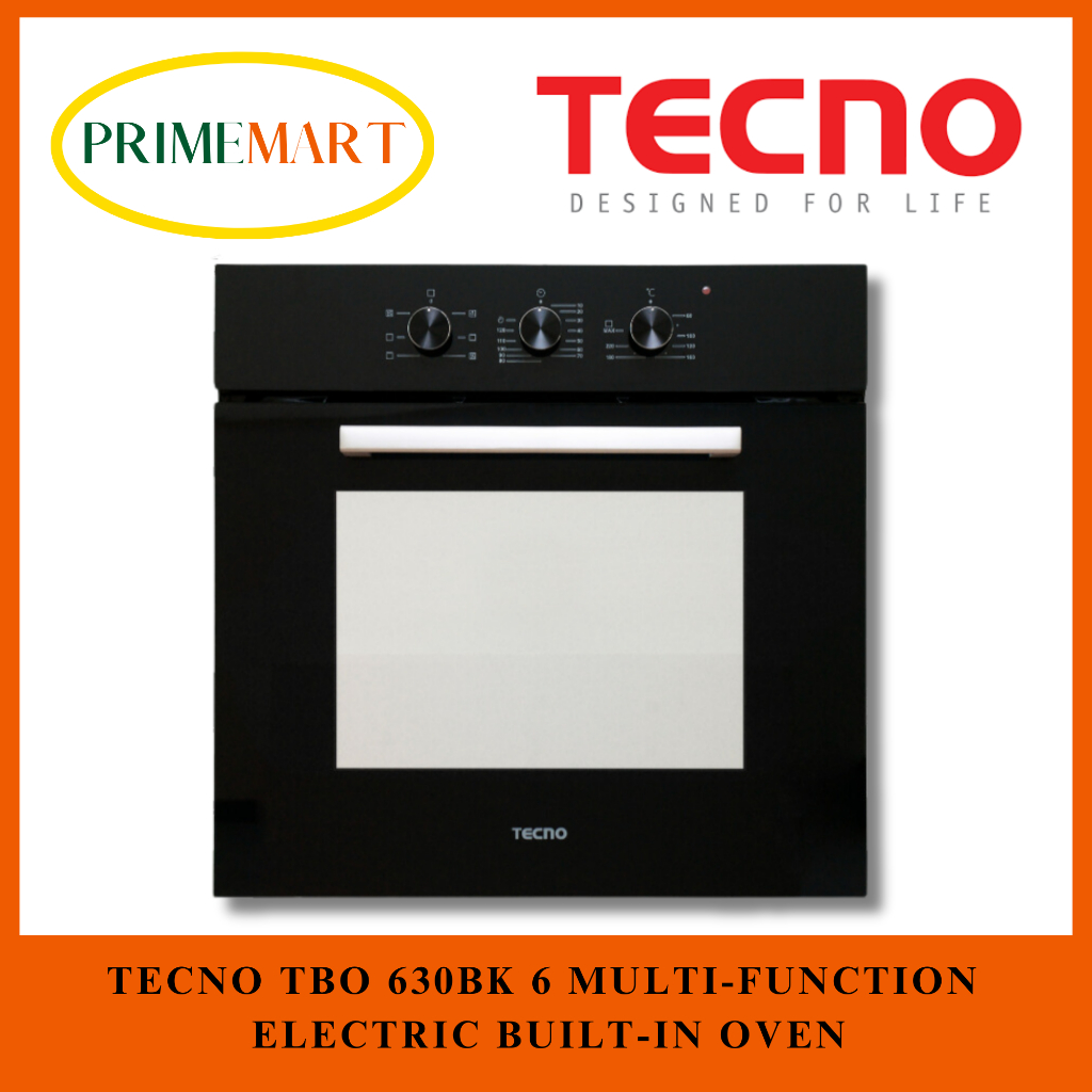 TECNO TBO 630BK 6 MULTI-FUNCTION ELECTRIC BUILT-IN OVEN + 1 YEAR ...