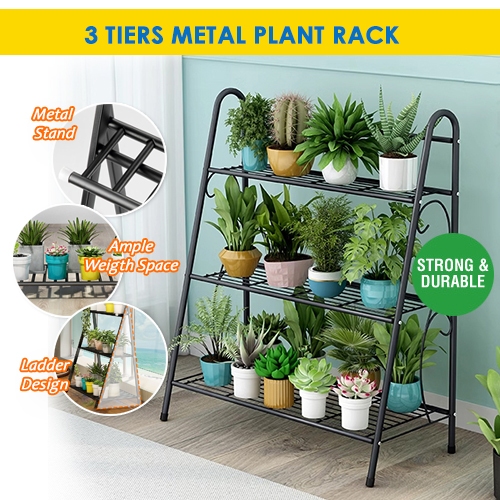 🇸🇬 3 Tier Gray Heavy Duty Metal Multiple Plant Rack / Plant Stand ...