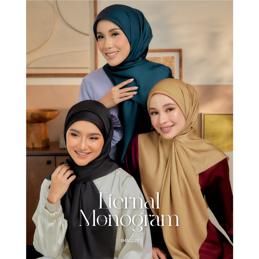 SG STOCK| IMALLIS Eternal Monogram Collection cotton silk plain square ...
