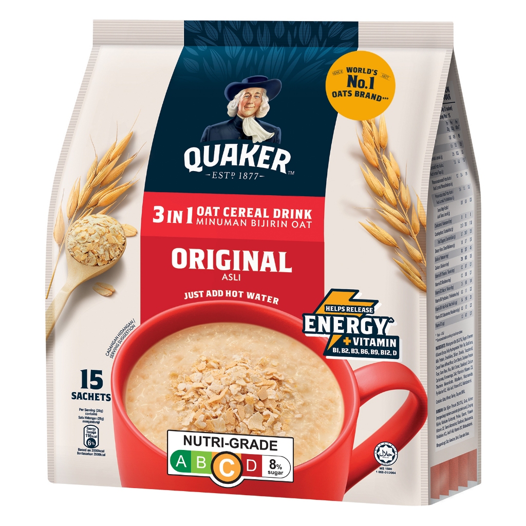 Quaker 3 in 1 Original Oat Cereal Drink (15 Sachets) | Shopee Singapore