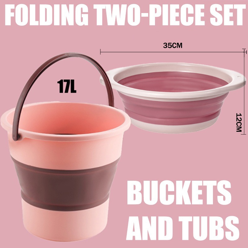 [🇸🇬SG Stock] Foldable bucket portable handle folding bucket cleaning ...