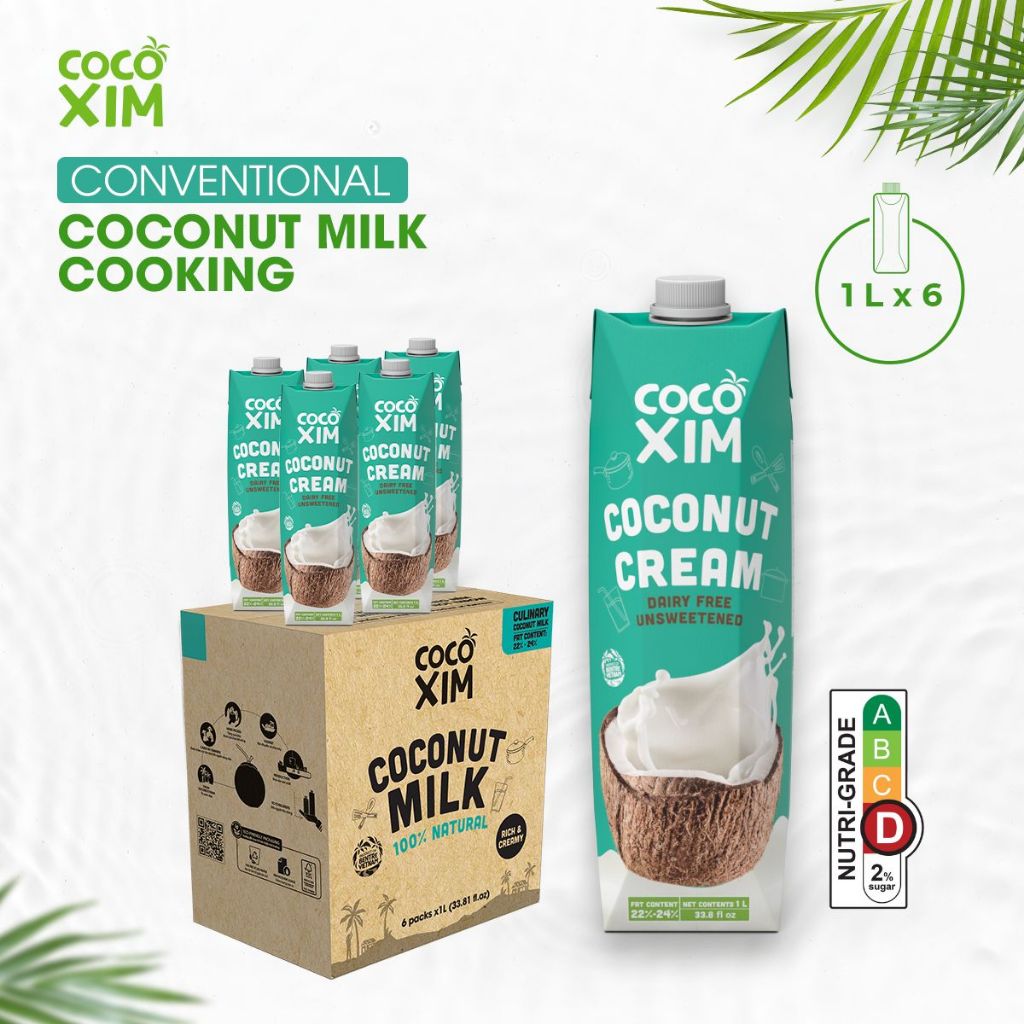 Cocoxim Conventional Coconut Milk 22-24% - 1L x 6 packs (Carton ...