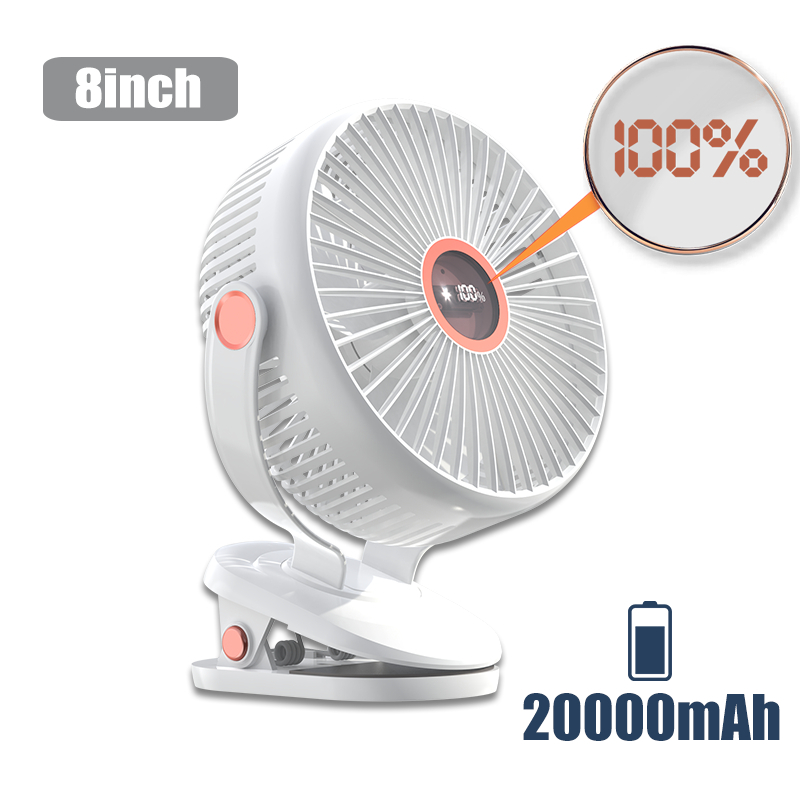 Mini Portable Fan 20000mAh Chargeable Clipped Fan 720° Rotation 5-speed ...