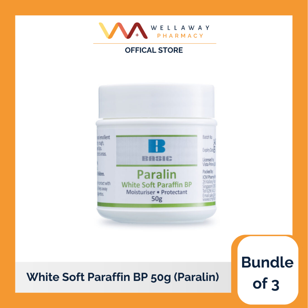 [BUNDLE OF 3] White Soft Paraffin BP 50g (Paralin) [Moisturises dry ...