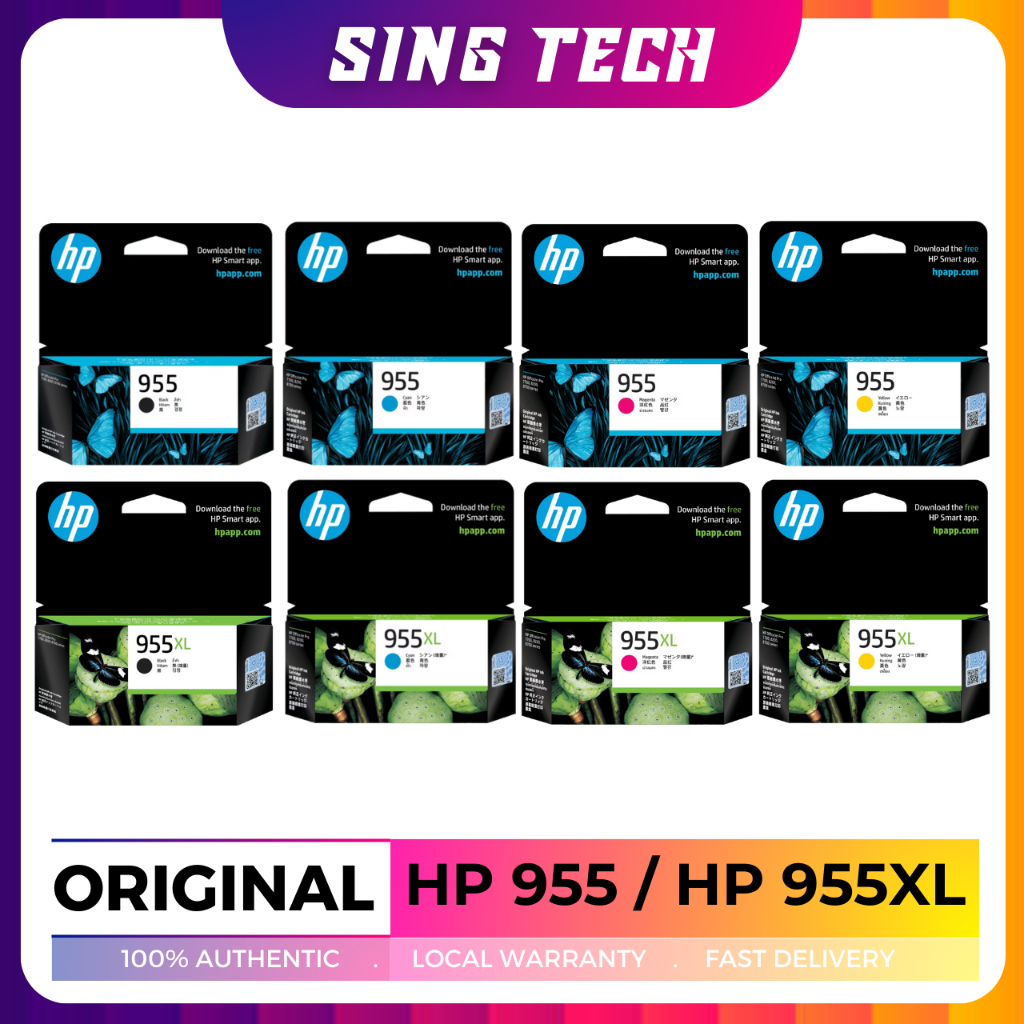 [ORIGINAL] HP 955 / HP 955XL Black Cyan Magenta Yellow Ink Cartridge | Shopee Singapore