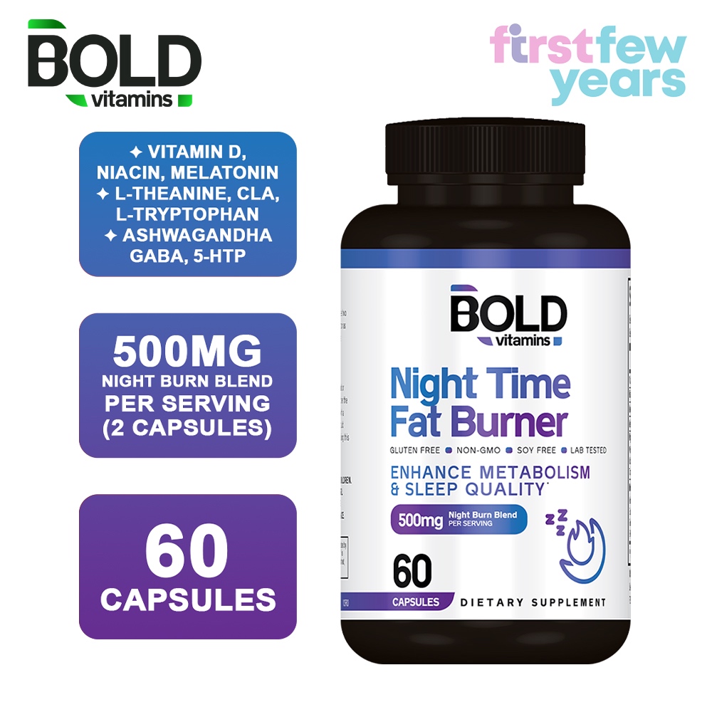 Bold Vitamins Night Time Fat Burner Supplement (60 Caps) Sleep Quality ...