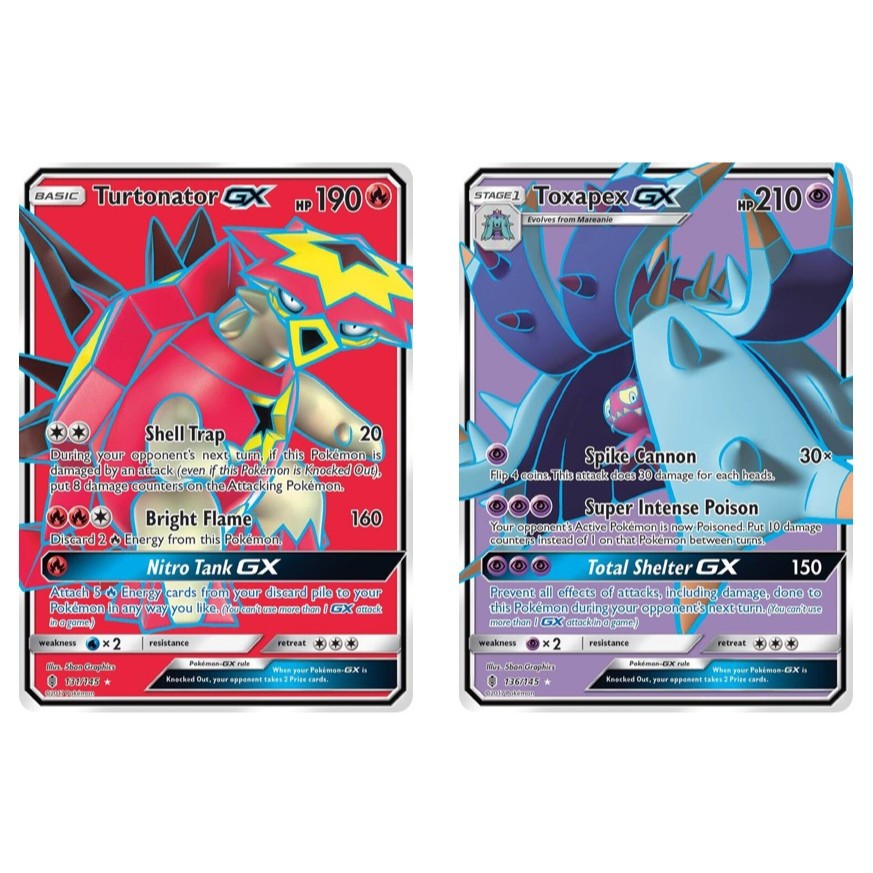 English Pokemon Turtonator GX - 131/145 /Toxapex GX - 136/145 - Full ...