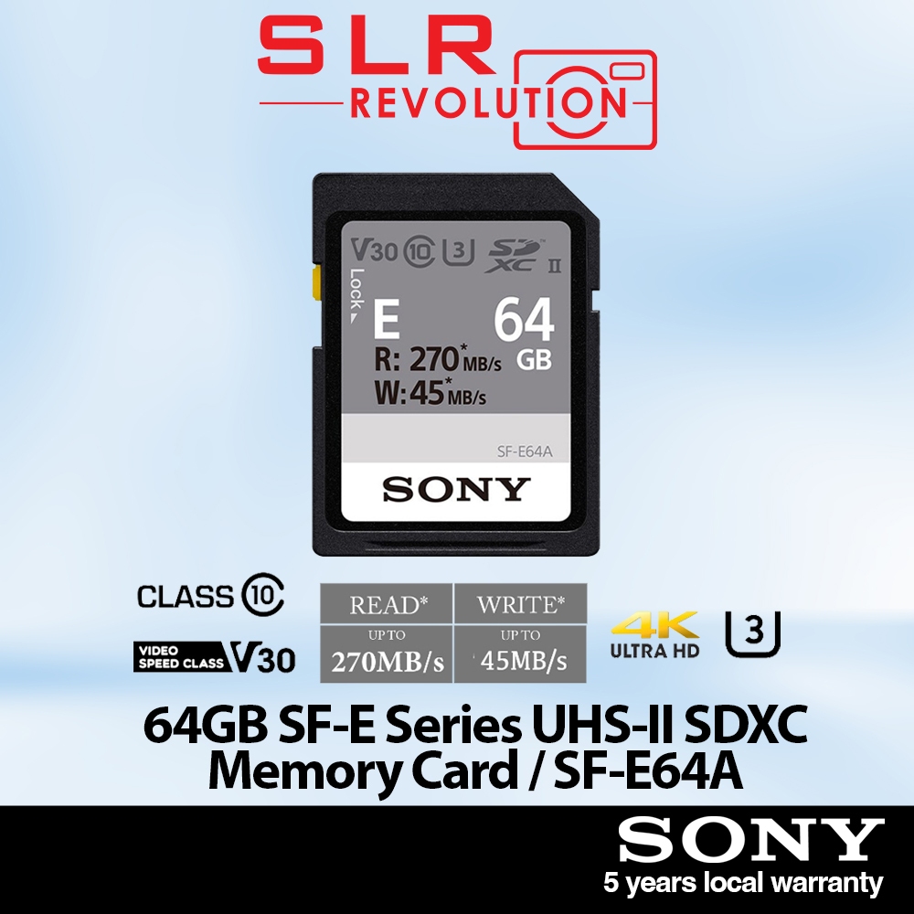 Sony 64GB SF-E Series UHS-II SDXC Memory Card / SF-E64A (Up to 270MB/s ...