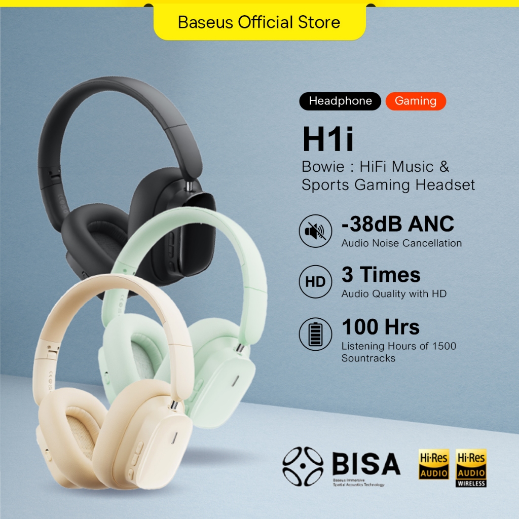 Baseus H1i Bluetooth Headphones ANC Bluetooth 5.3 Headsets Wireless ...