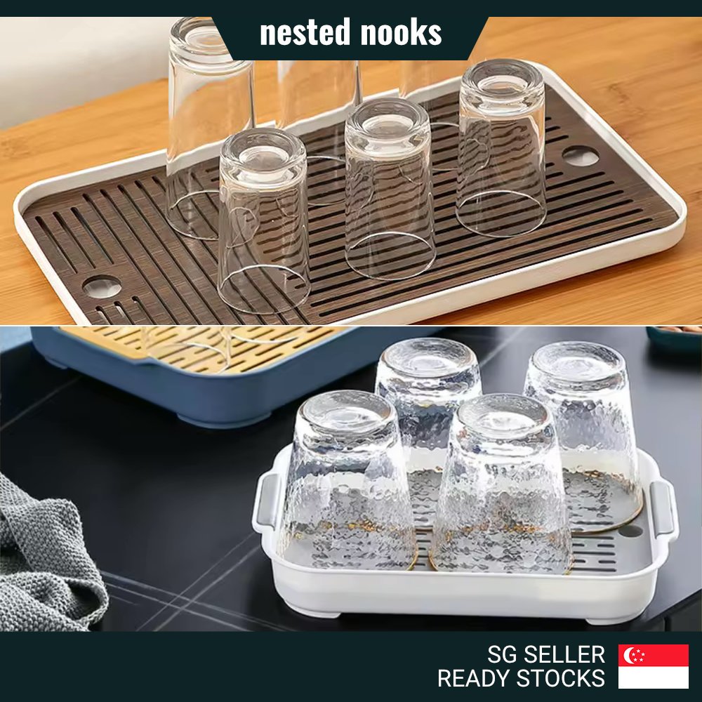 Cup Drainer Tray Utensils Draining Tray Dish Cutlery Drying Drain Tray ...