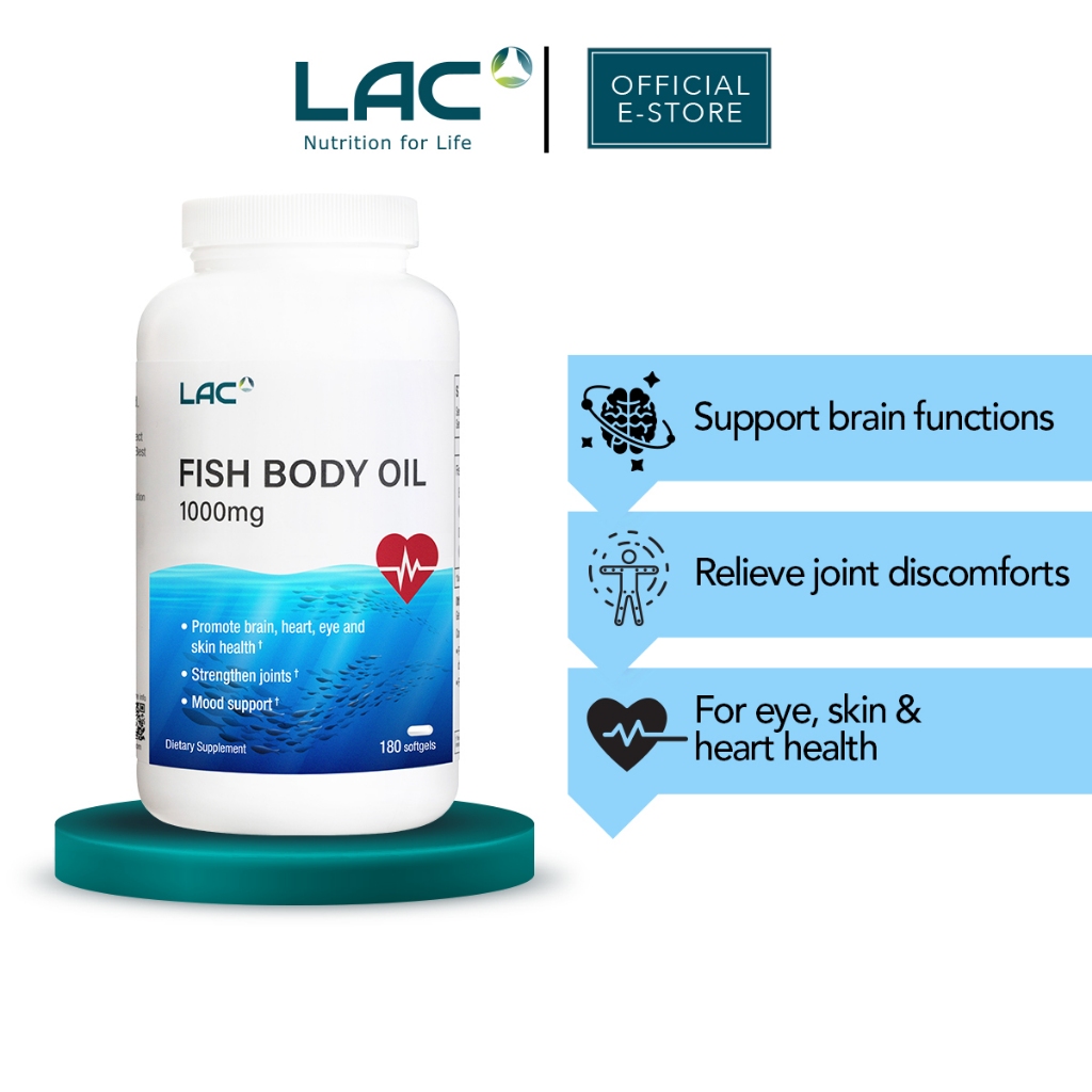 [LAC OMEGAS & FISH OIL] Fish Body Oil 1000mg (180 softgels) | Shopee ...