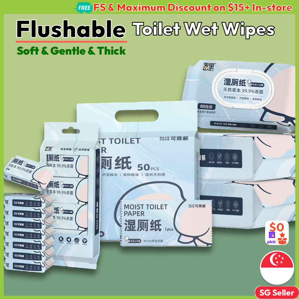 Flushable Wet Toilet Tissue | Portable Premoistened Toilet Wipes Pocket ...