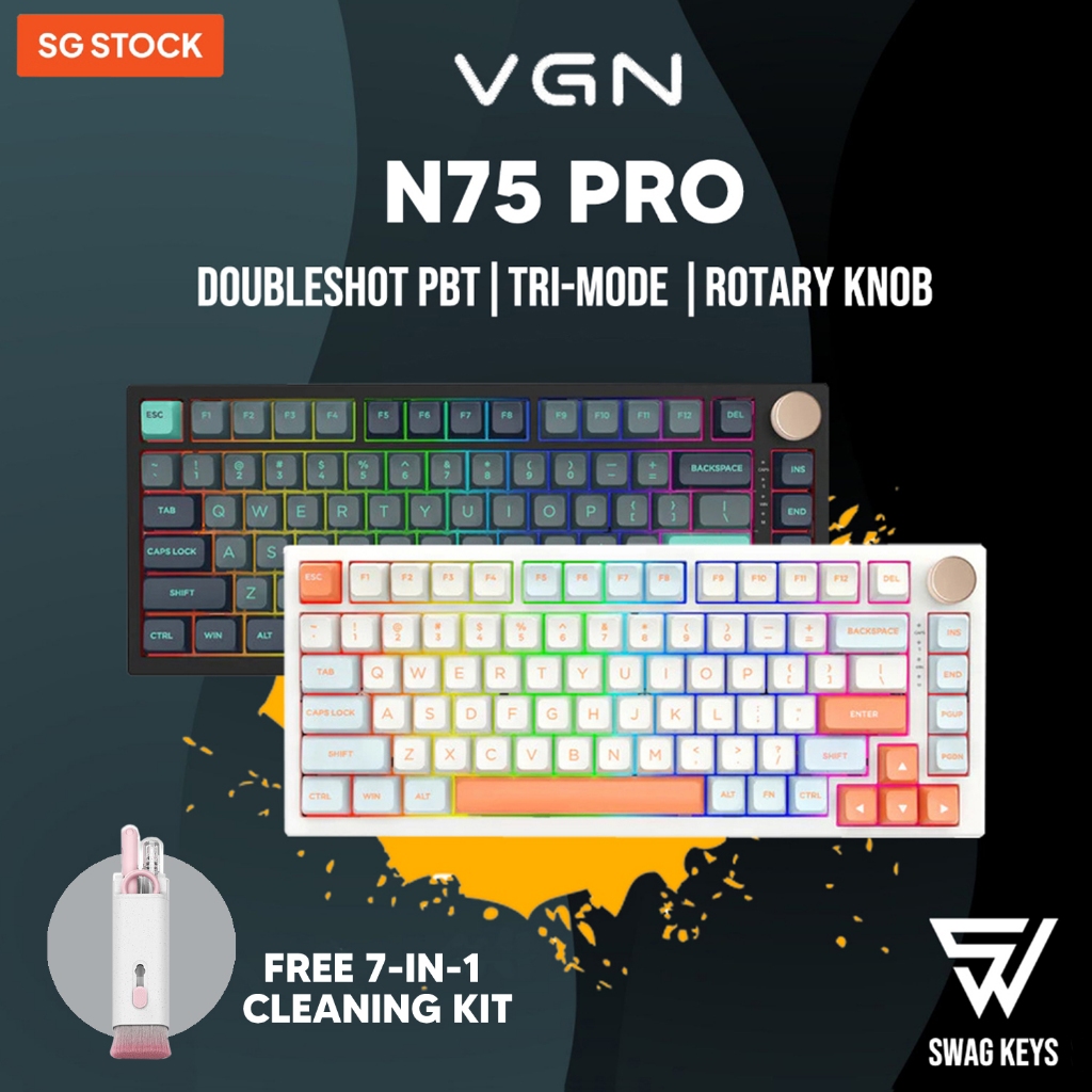 【SG】N75 Pro - VGN 75% 82 Keys Mechanical Keyboard | Bluetooth 2.4Ghz Type-C | 4000mAh Battery ...