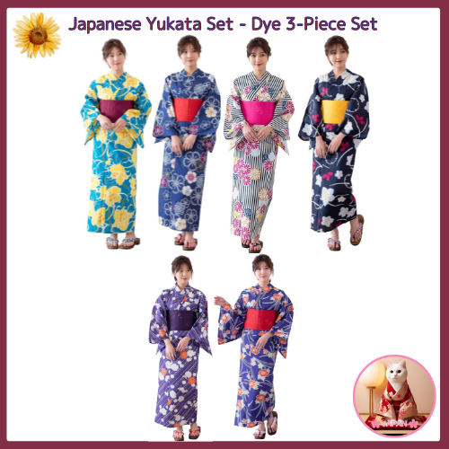 [KYOETSU] [KYOETSU] Japanese Yukata Set - Dye 3-Piece Set (Yukata ...